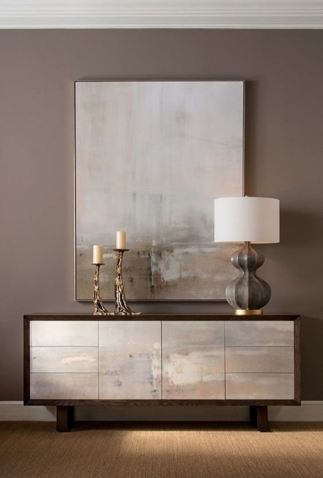 Minimalist Art, Light Blue & Beige Painting, Large Original Abstract ...