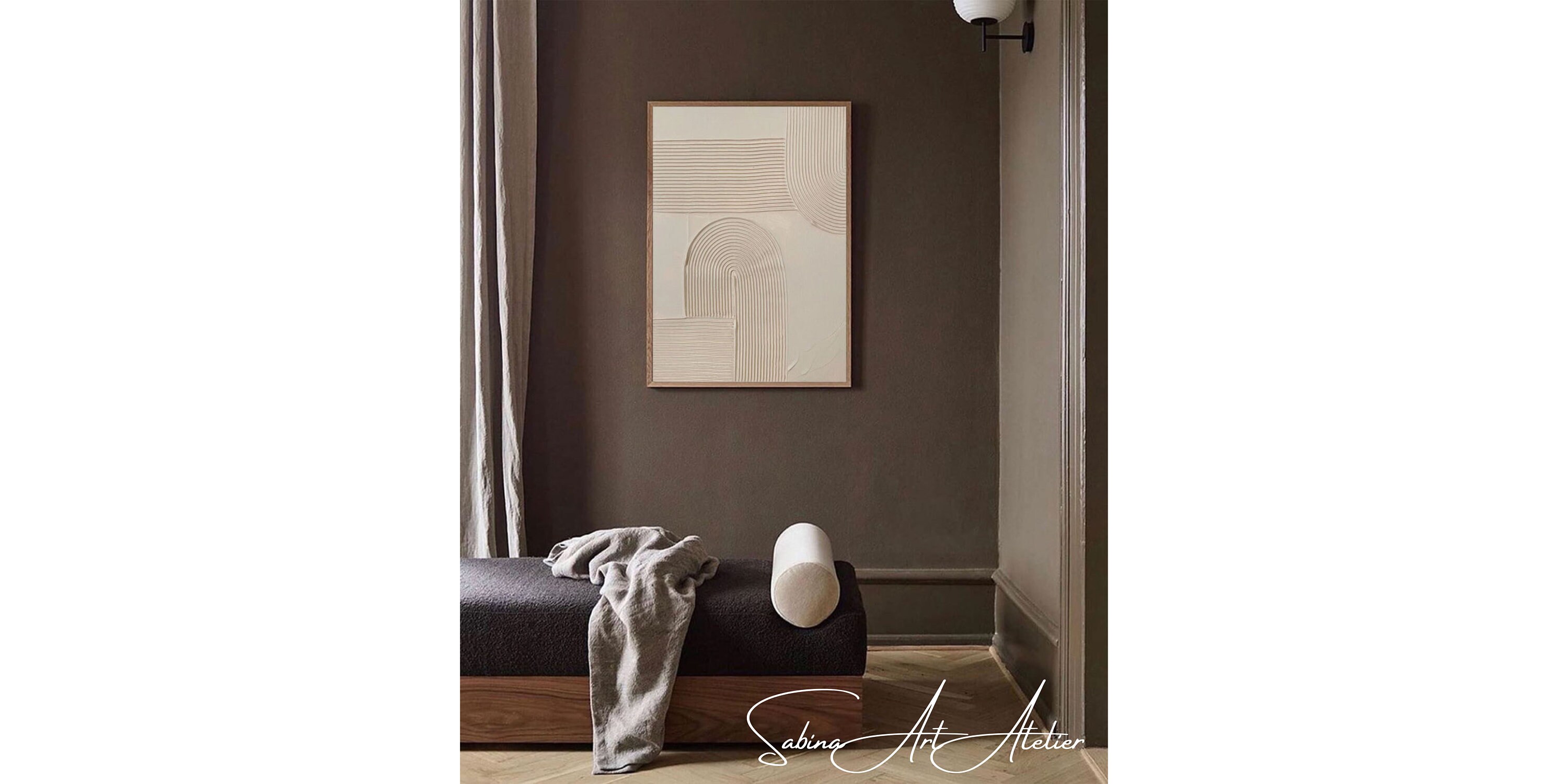 Large Beige Abstract Wall 3D Texture, Minimalist Painting, Modern ...