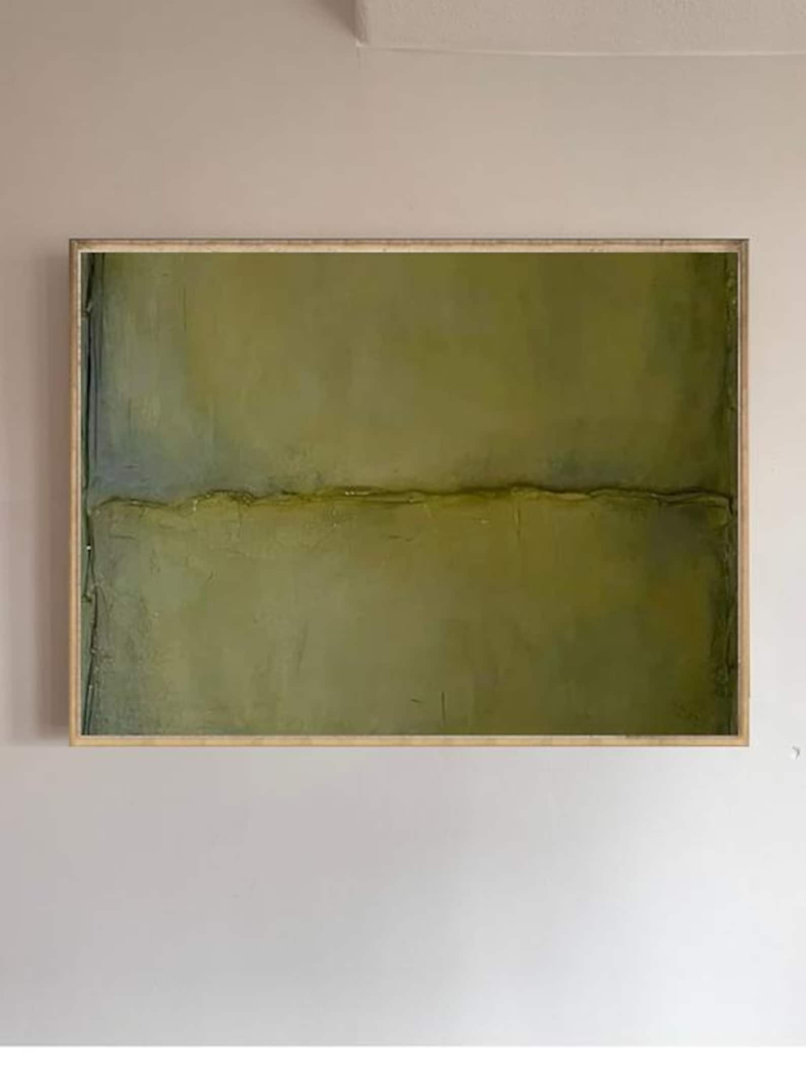 Green Abstract Art, Original Minimalist Art, Dark Green Art, Brush ...