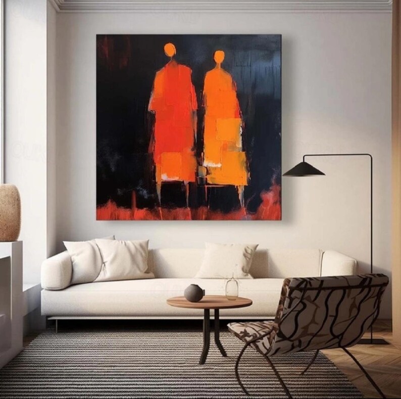Abstract Minimalist Living Room Decor, Original Large Abstract Painting ...