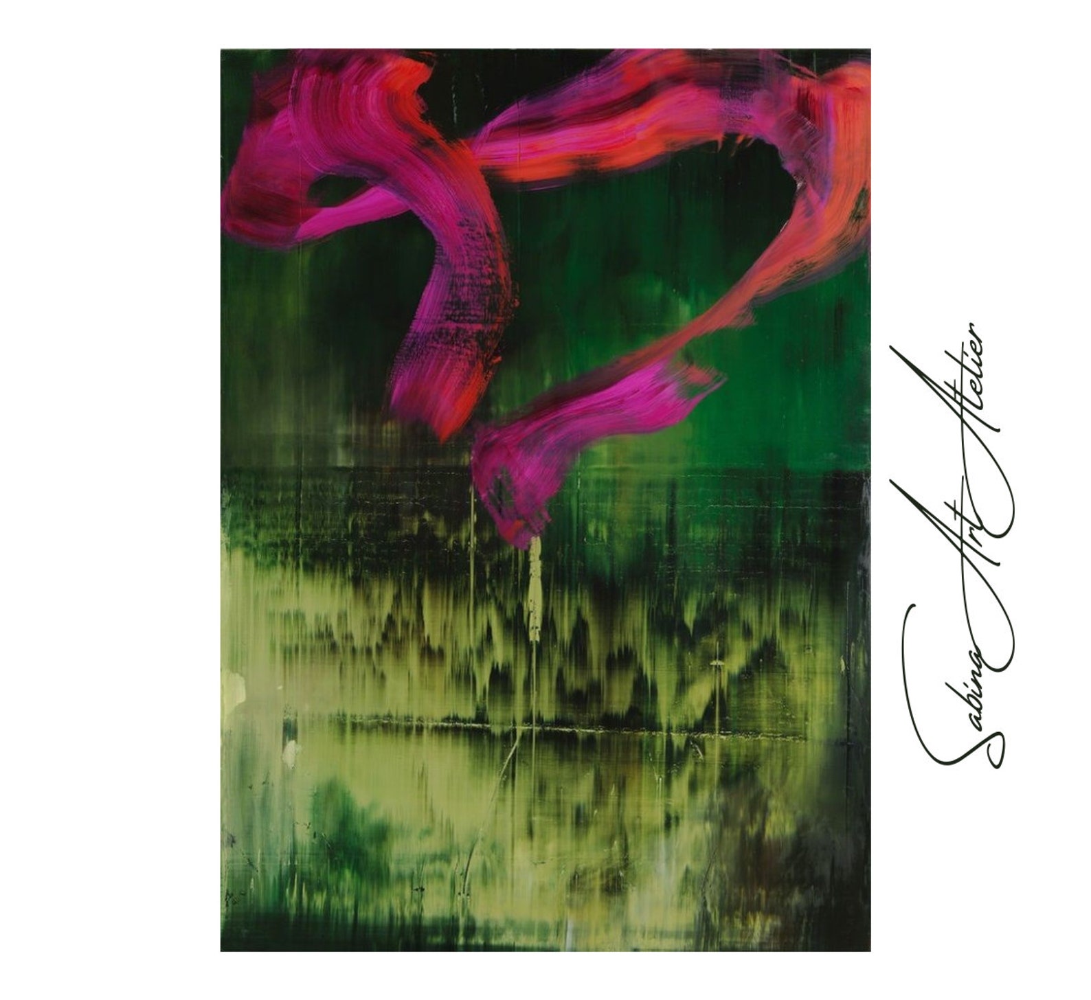 Original Green Abstract Art, Wall Painting, Large Green Minimalist Art ...