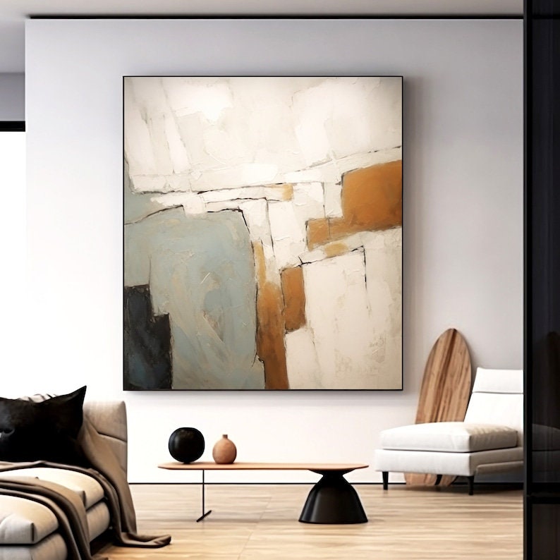 Abstract Minimalist Living Room Decor, Original Large Abstract Painting ...