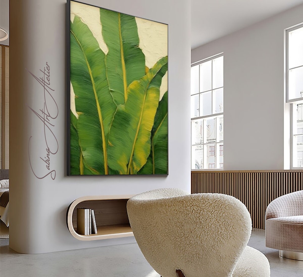 Botanical Green Leaf Painting, Textured Art Painting, Original Tropical ...