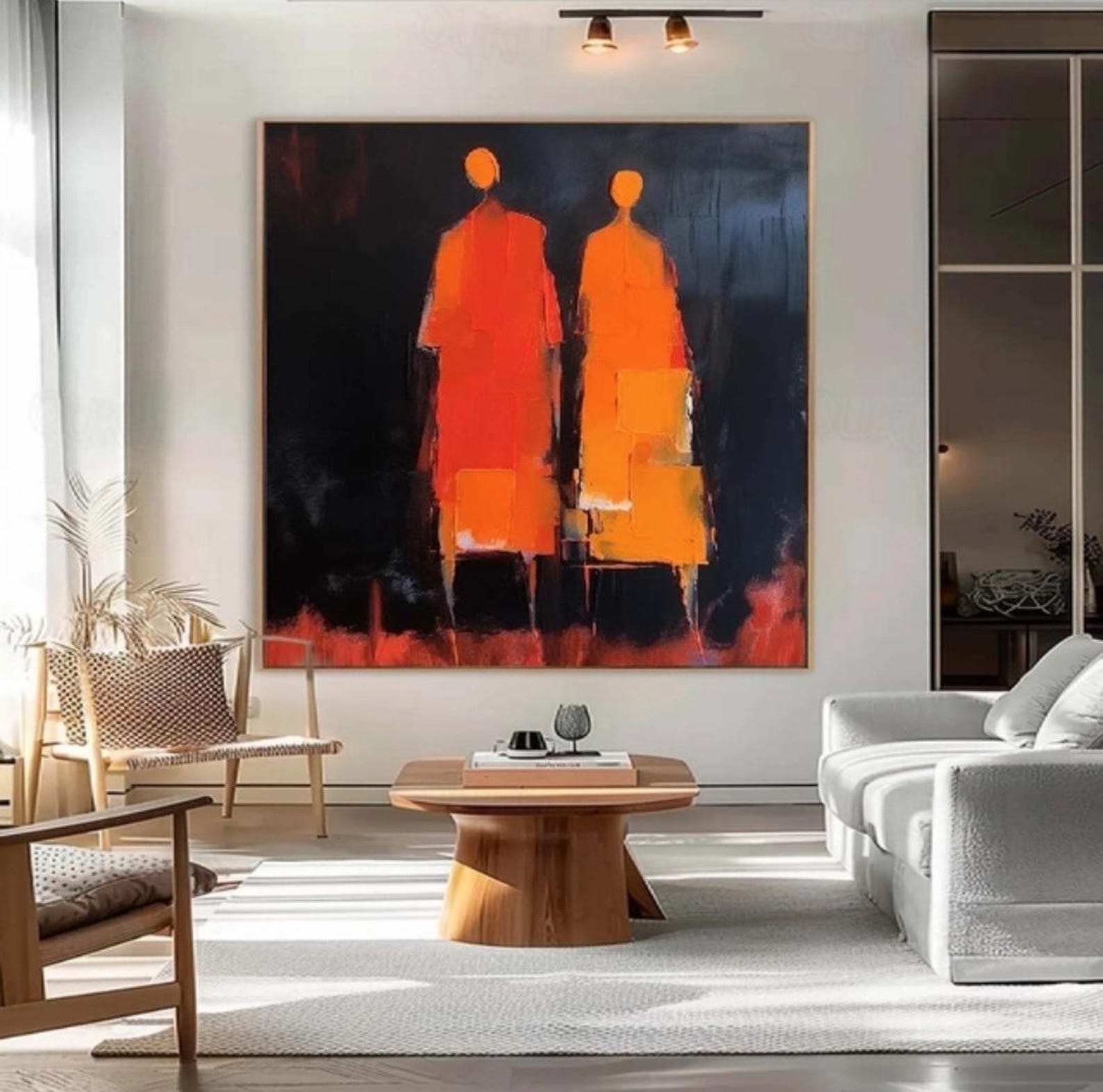 Abstract Minimalist Living Room Decor, Original Large Abstract Painting ...