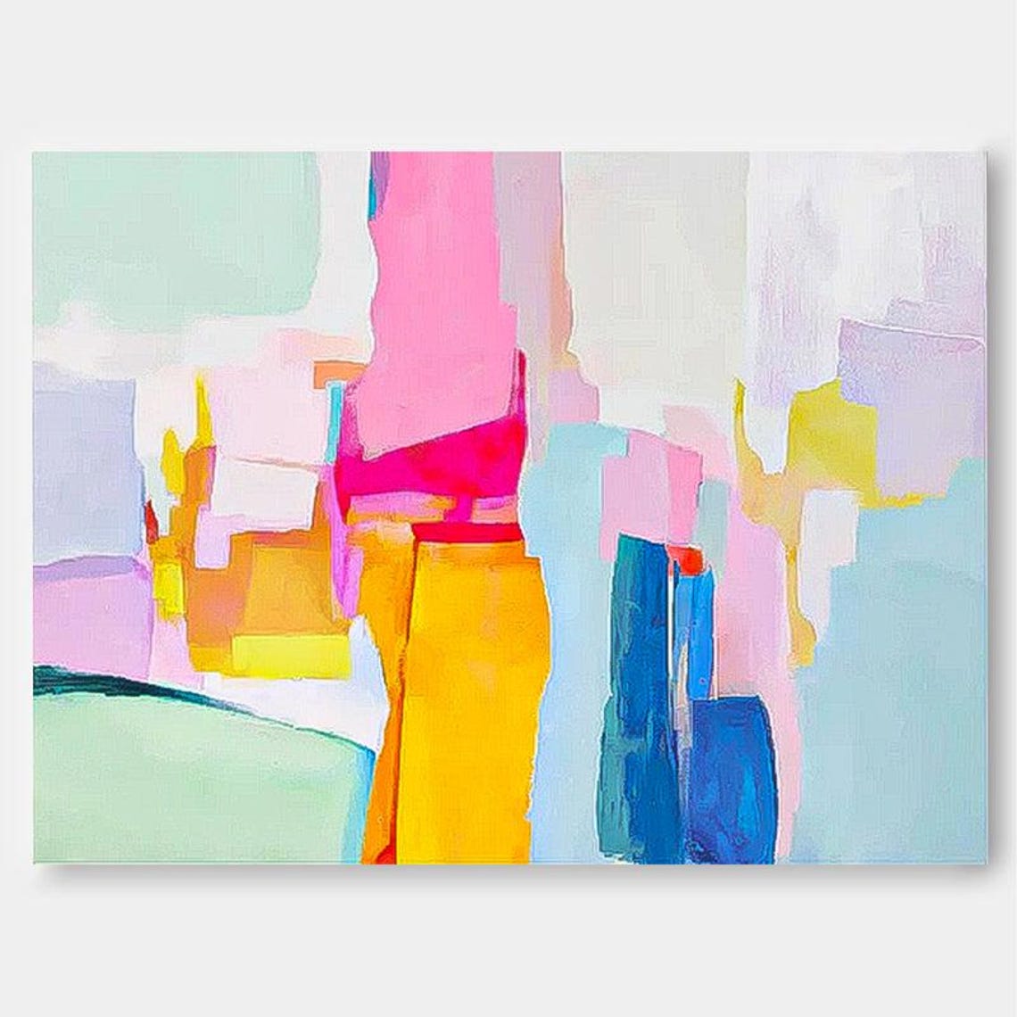 Abstract Painting in Pastel Colours, Minimalist Living Room Decor ...