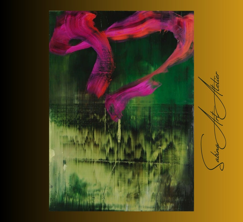 Original Green Abstract Art, Wall Painting, Large Green Minimalist Art ...