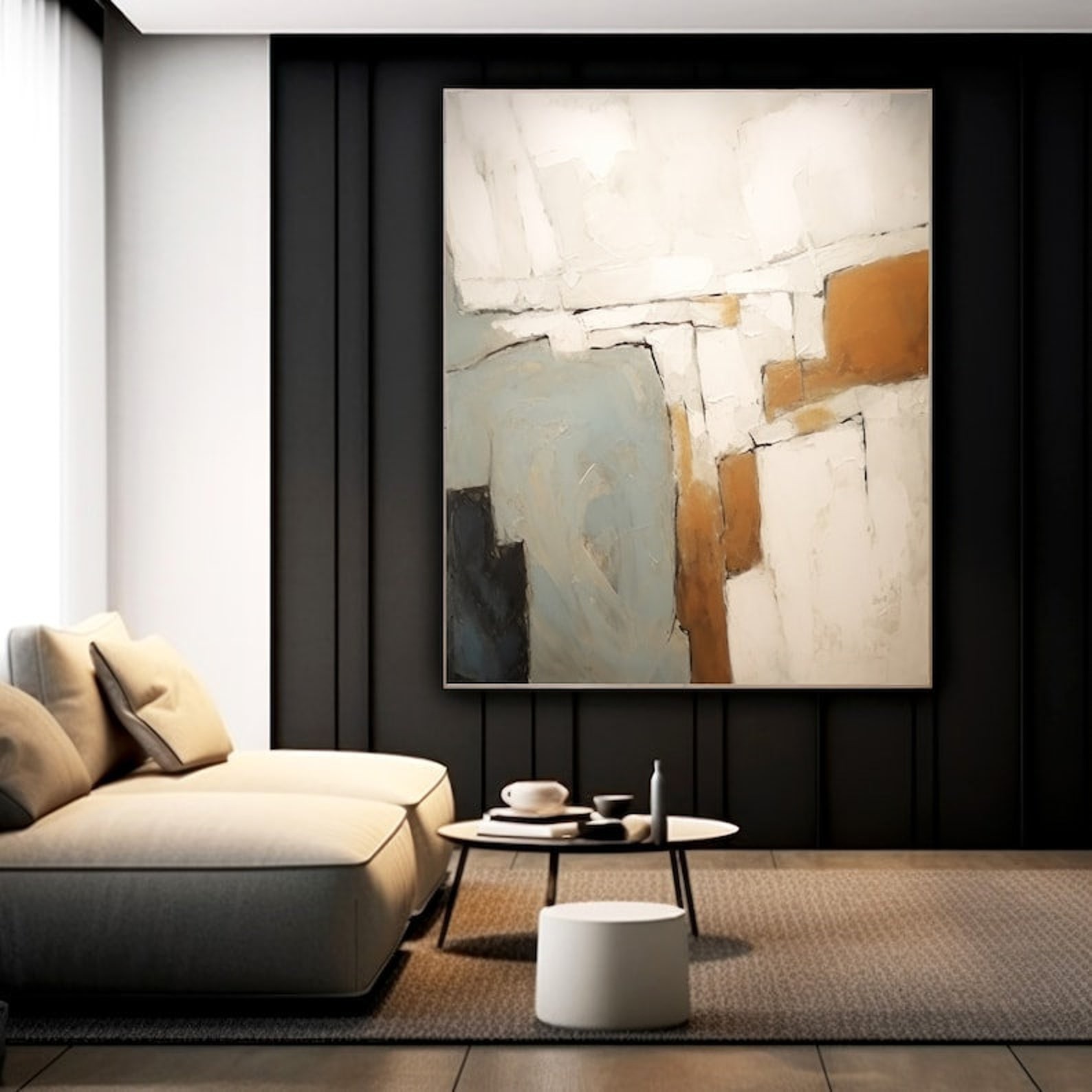 Abstract Minimalist Living Room Decor, Original Large Abstract Painting ...