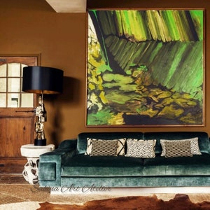 Landscape in Warm Colors, Minimalist Living Room Decor, Original Large ...