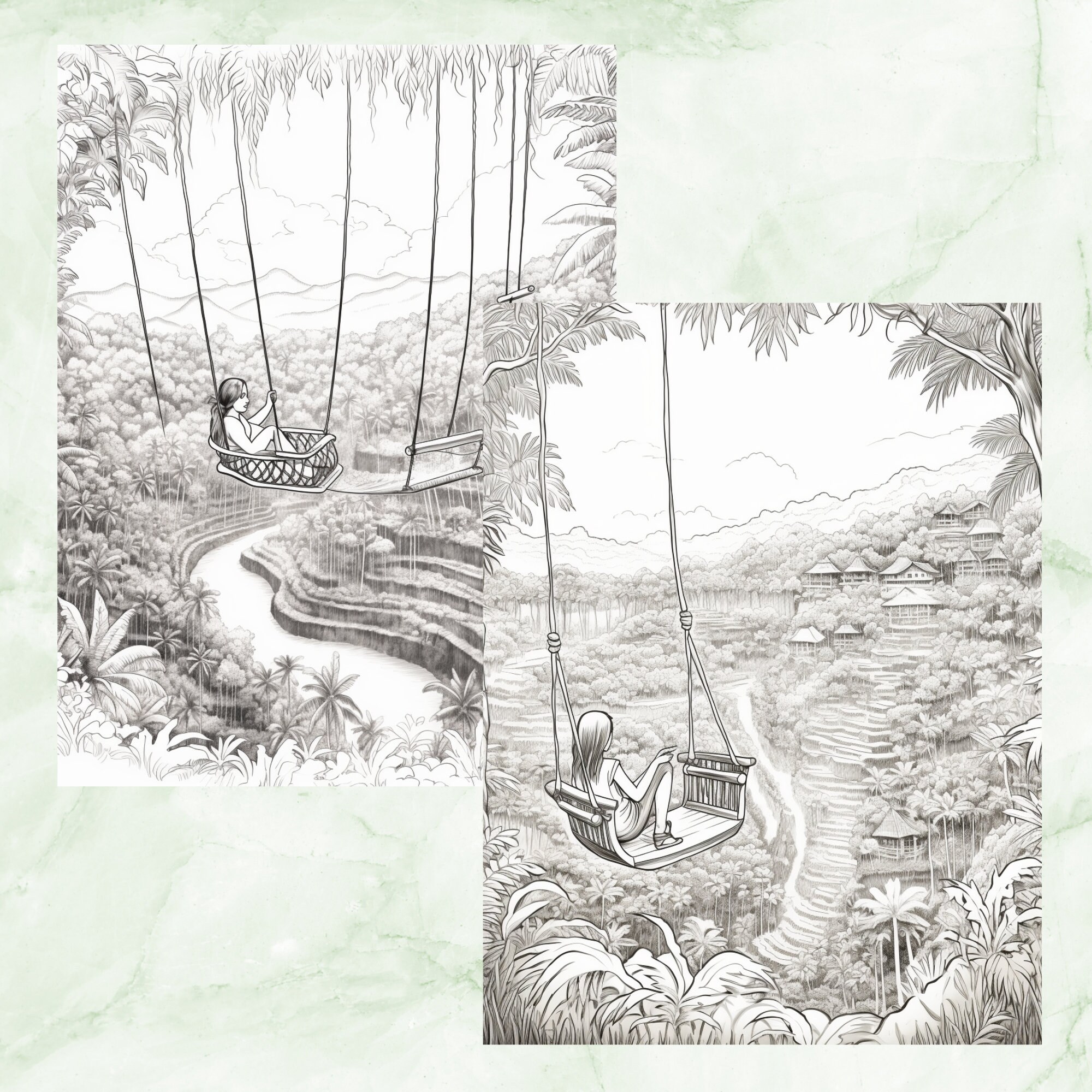 30 Bali Coloring Book, Grayscale Travel Destinations Coloring for ...