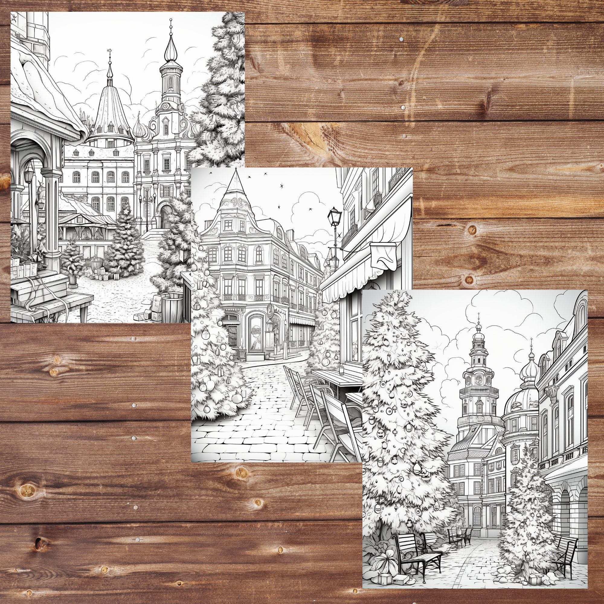100 Christmas Coloring Book Bundle, Printable Grayscale Christmas ...