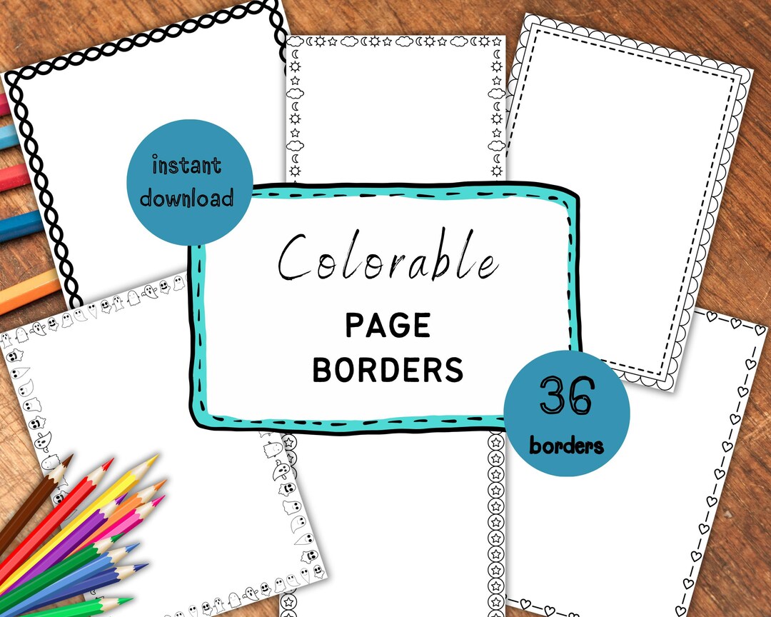 Colorable Page Borders, Digital Border Decorators, Doodle Frames ...