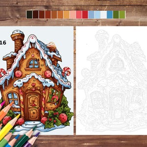 Gingerbread Color by Number for Adult, Christmas House Paint by Number ...