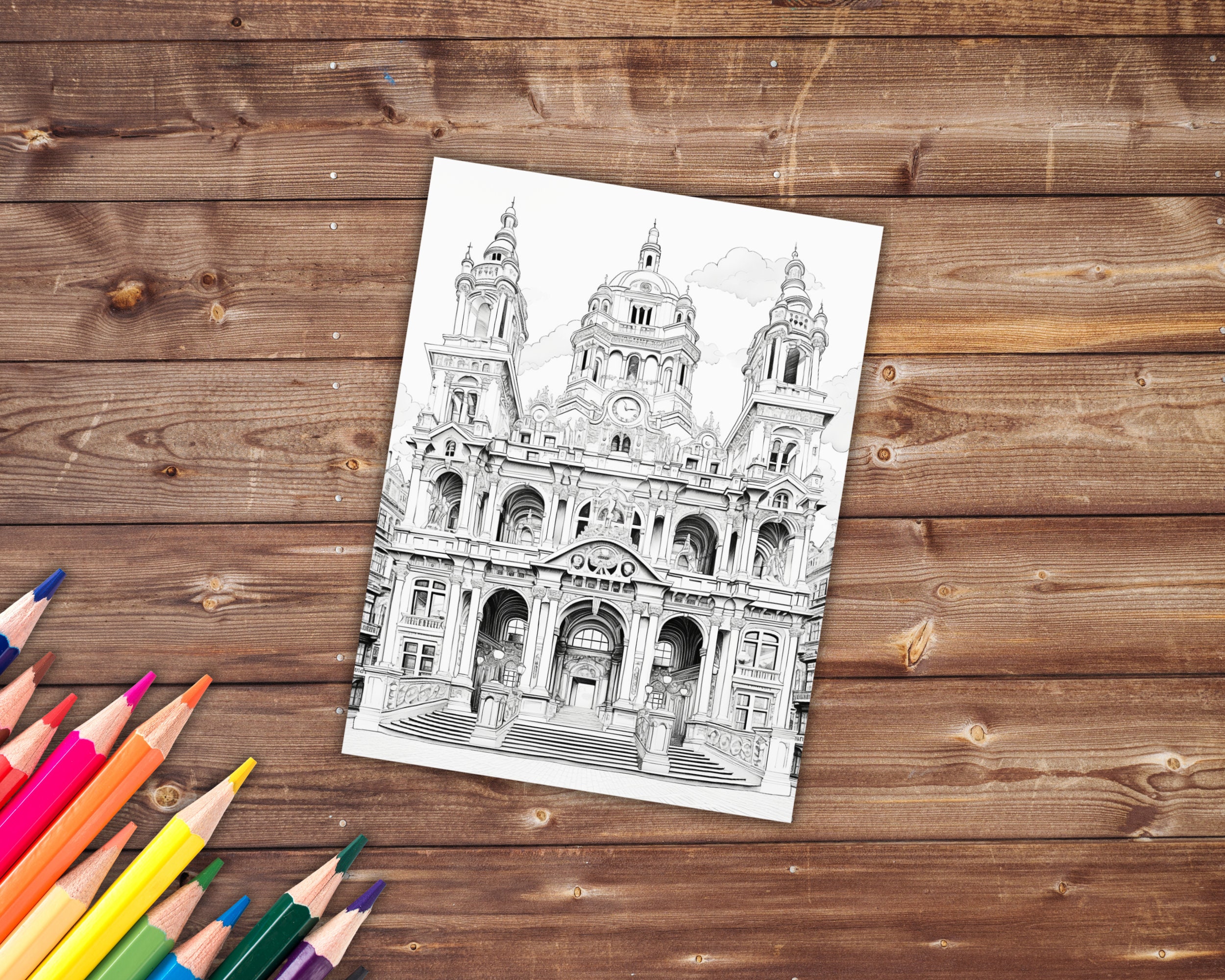 30 Prague Coloring Book, Grayscale Czechia Coloring Pages for Adults ...
