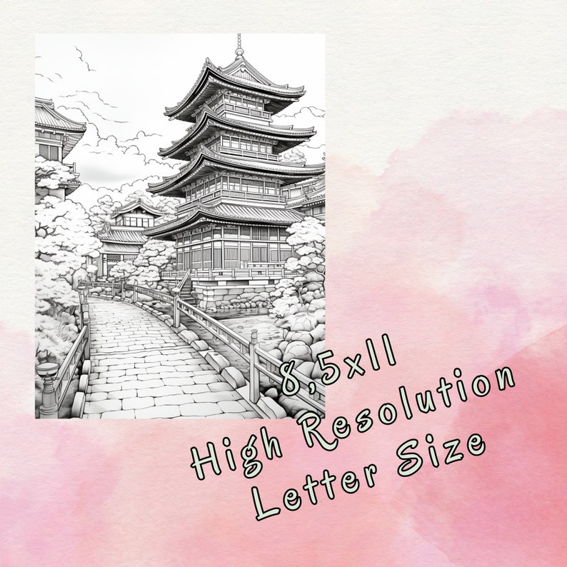 30 Japan Coloring Book, Travel Destinations, Cherry Blossoms, Temple ...