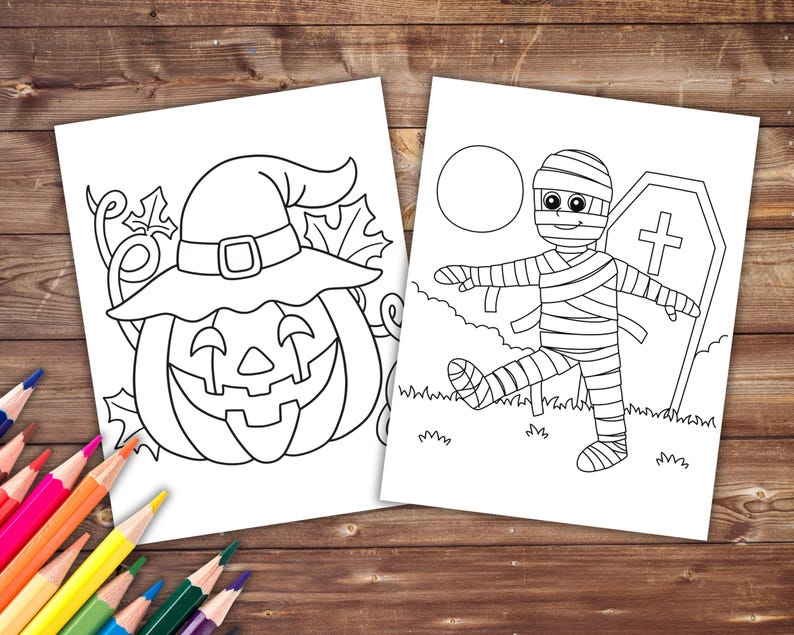 30 Halloween Coloring Book, Simple Halloween Coloring Pages for Adults ...