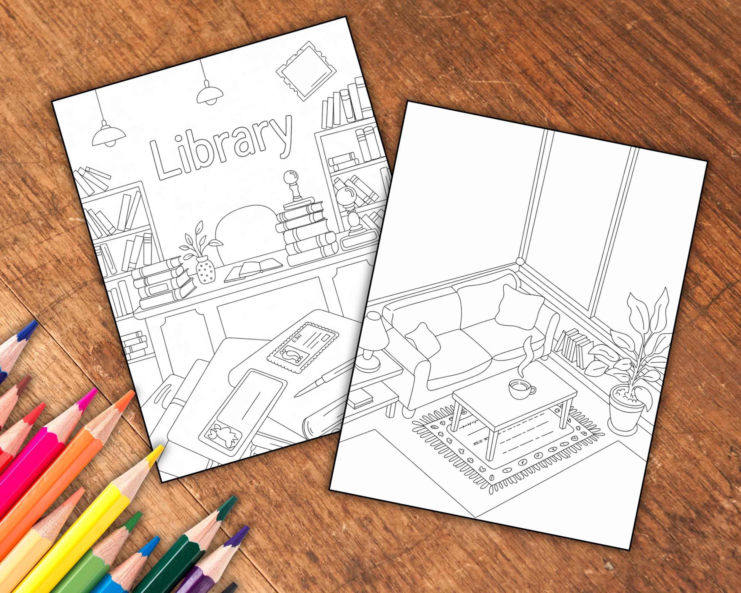 Cozy Book Corners Coloring Book, 40 Easy Clean Bookstore Library ...