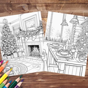 30 Christmas Time Coloring Book, Grayscale Christmas Inside Coloring ...