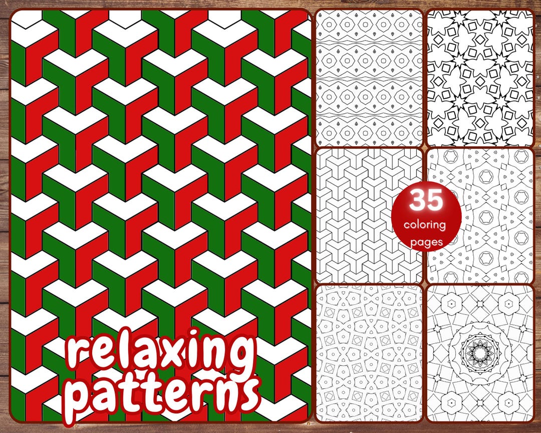 35 Relaxing Patterns Coloring Book, Printable Geometric Patterns for ...