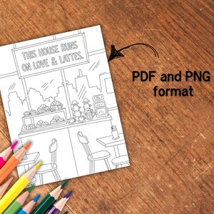 90 Cozy Coffee Shop Scenes Bundle Coloring Book, Easy Cozy Cafe Moments ...