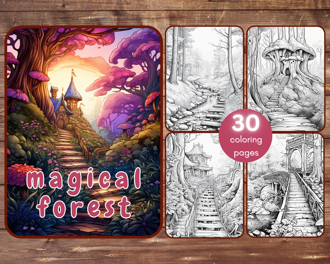 31 Magical Forest Coloring Book, Enchanted Forest, Secret Garden ...