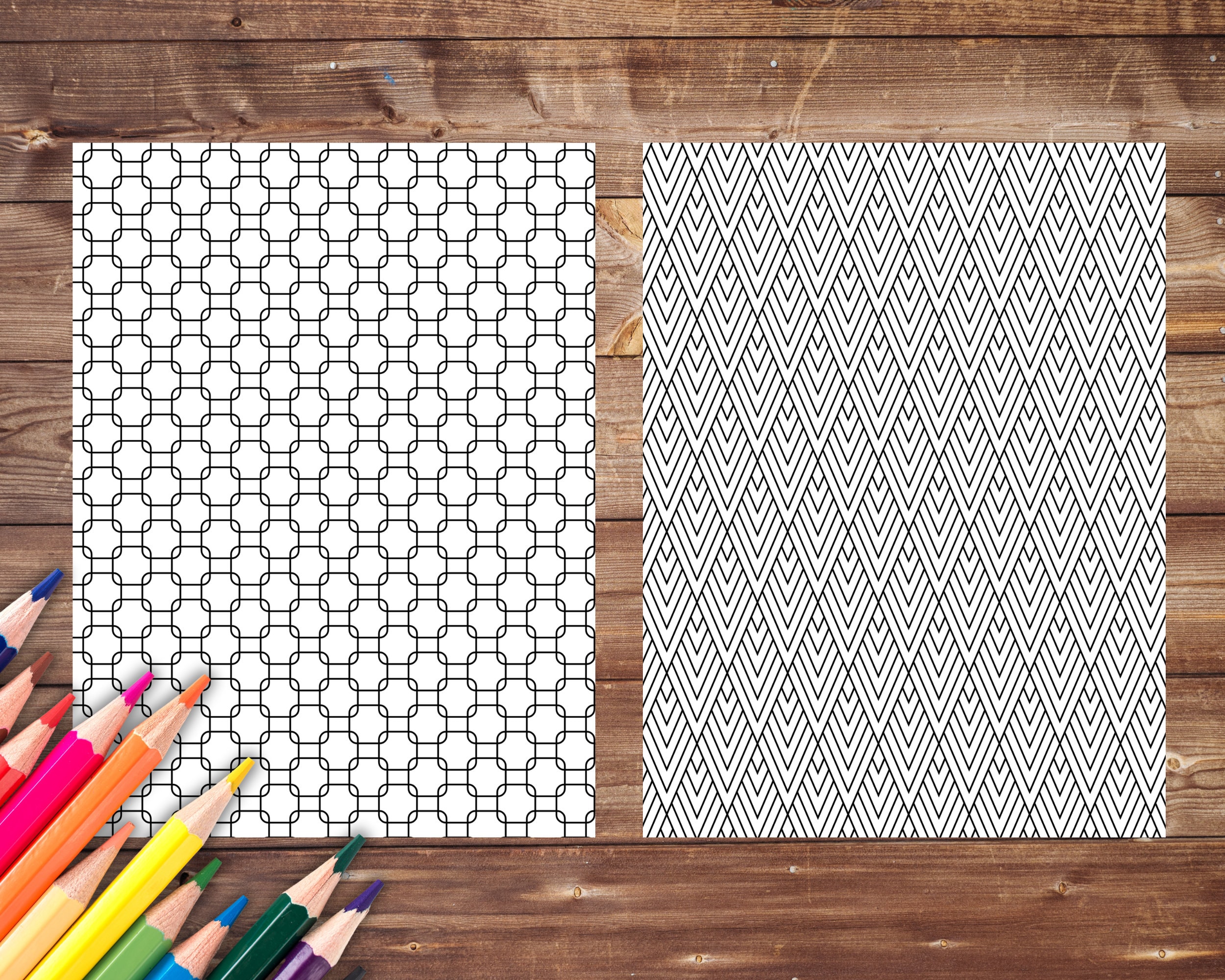 30 Geometric Patterns Coloring Book, Printable Abstract Patterns for ...