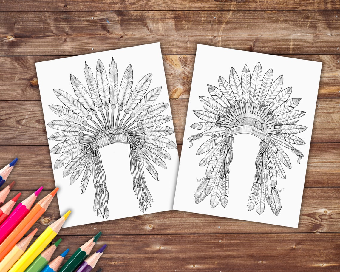 30 Native American Set Coloring Book, Grayscale Teepees Coloring Pages ...