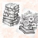 30 Books and Flowers Coloring Book, Grayscale Fantasy Floral Books ...