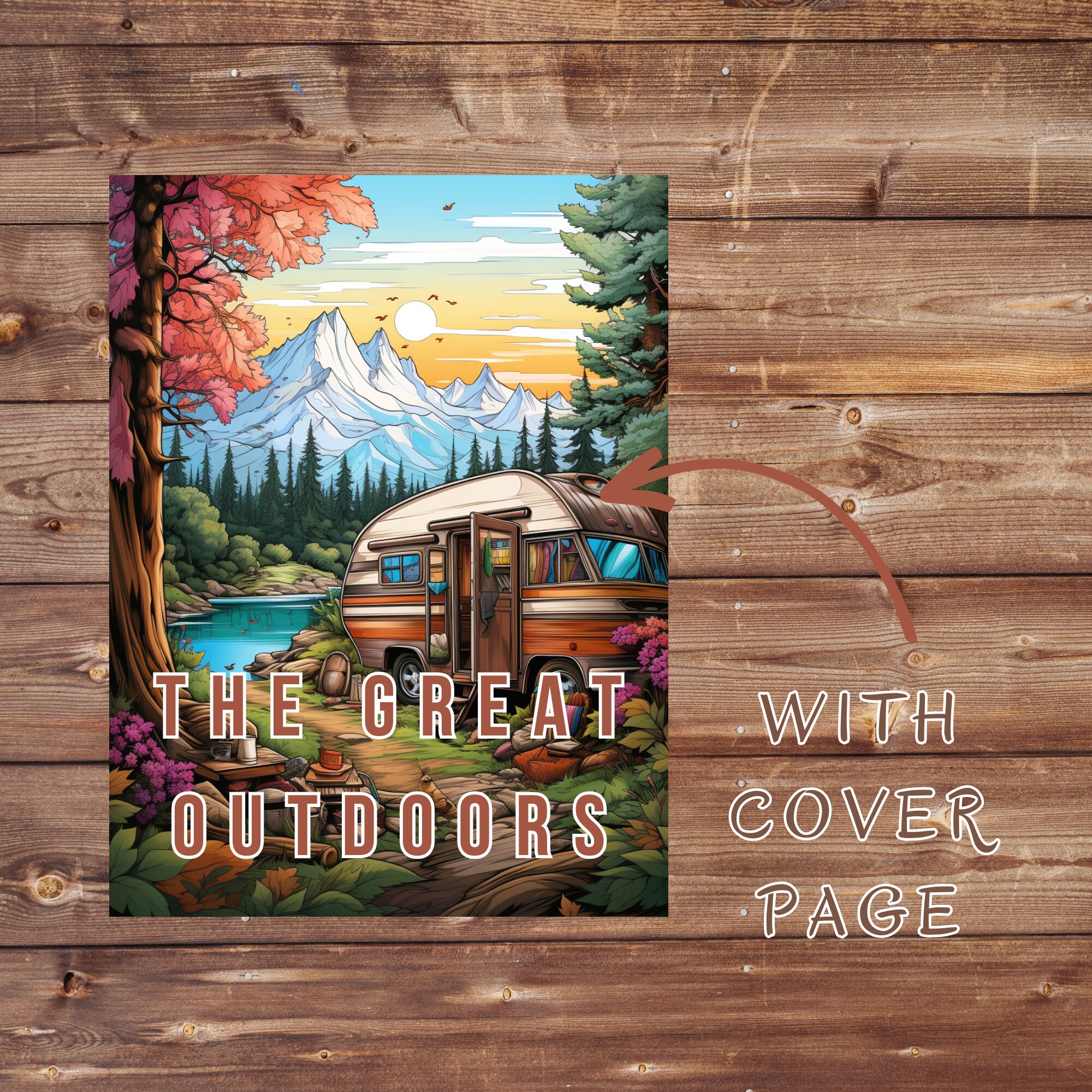 30 the Great Outdoors Coloring Book, Grayscale Camping Coloring Pages ...