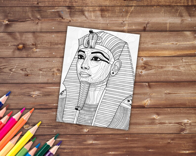30 Ancient Egypt Coloring Book, Grayscale Pyramids Coloring Pages for ...