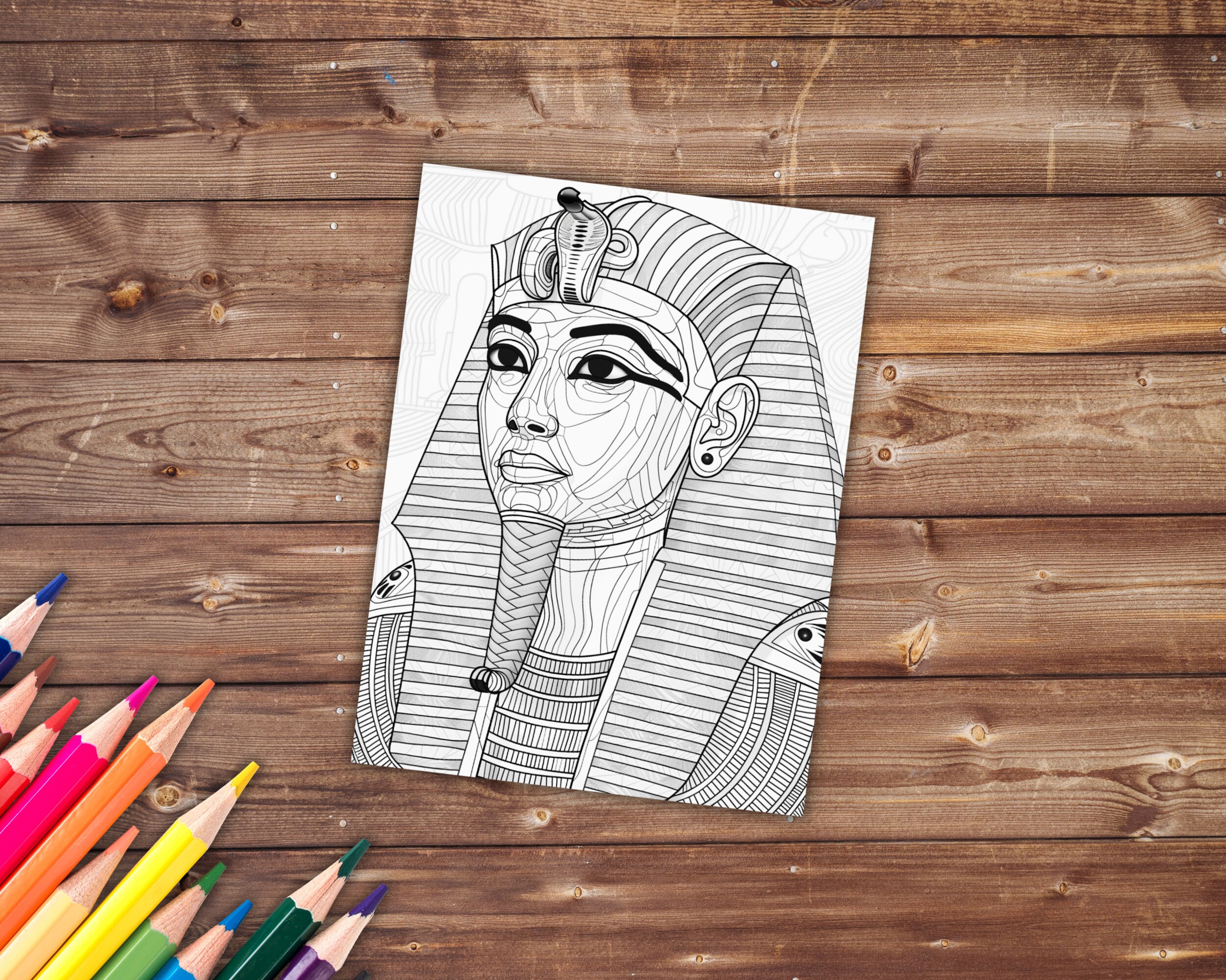 30 Ancient Egypt Coloring Book, Grayscale Pyramids Coloring Pages for ...