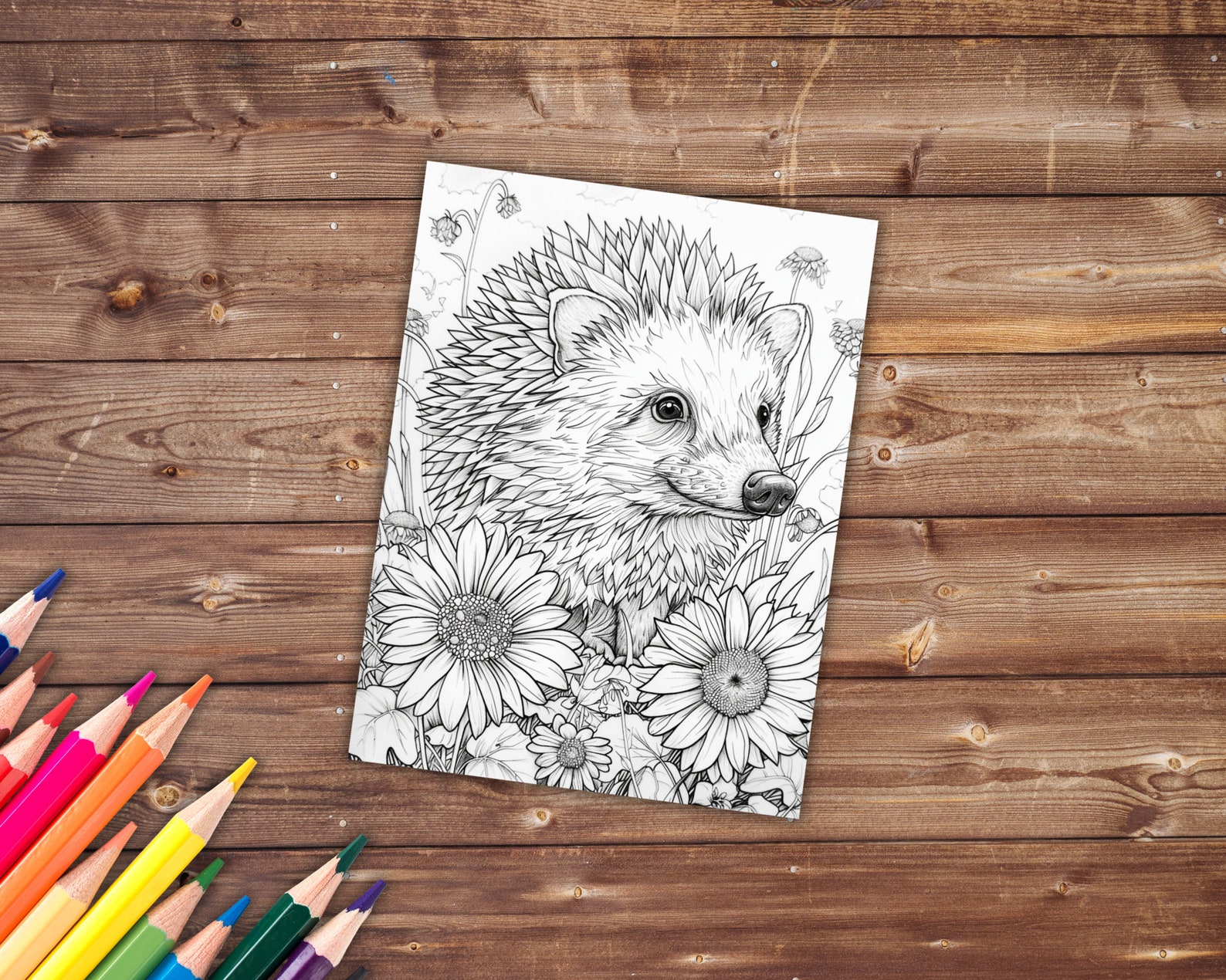 30 Summer Animals Coloring Book, Grayscale Animals and Flowers Coloring ...