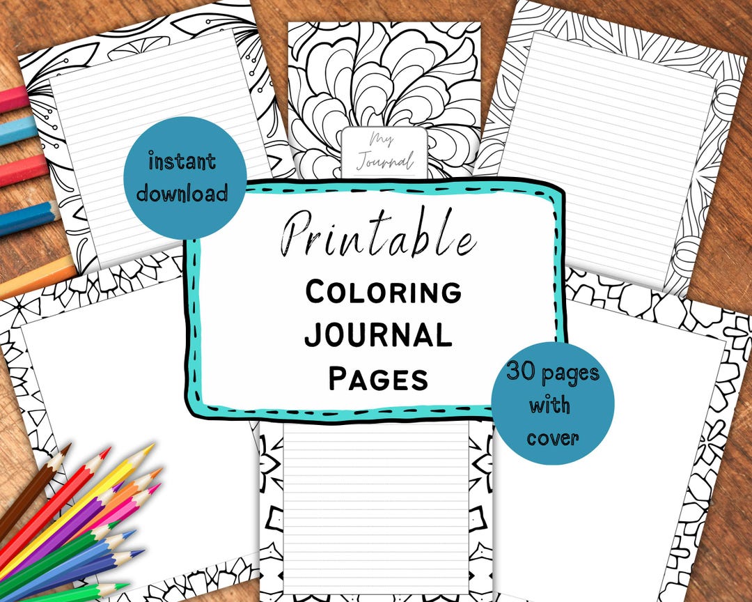 Mindfulness Coloring Journal, Colorable Journal Pages, Stationery Paper ...