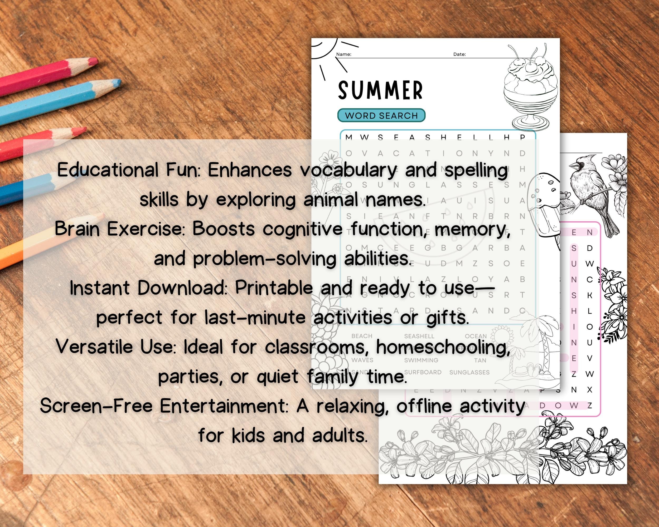 4 Colorable Seasons Word Search Puzzle, Printable Season Puzzle, Easy ...