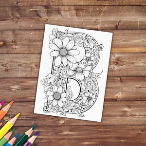 56 Alphabet Coloring Book, Grayscale Letters Coloring Pages for Adults ...