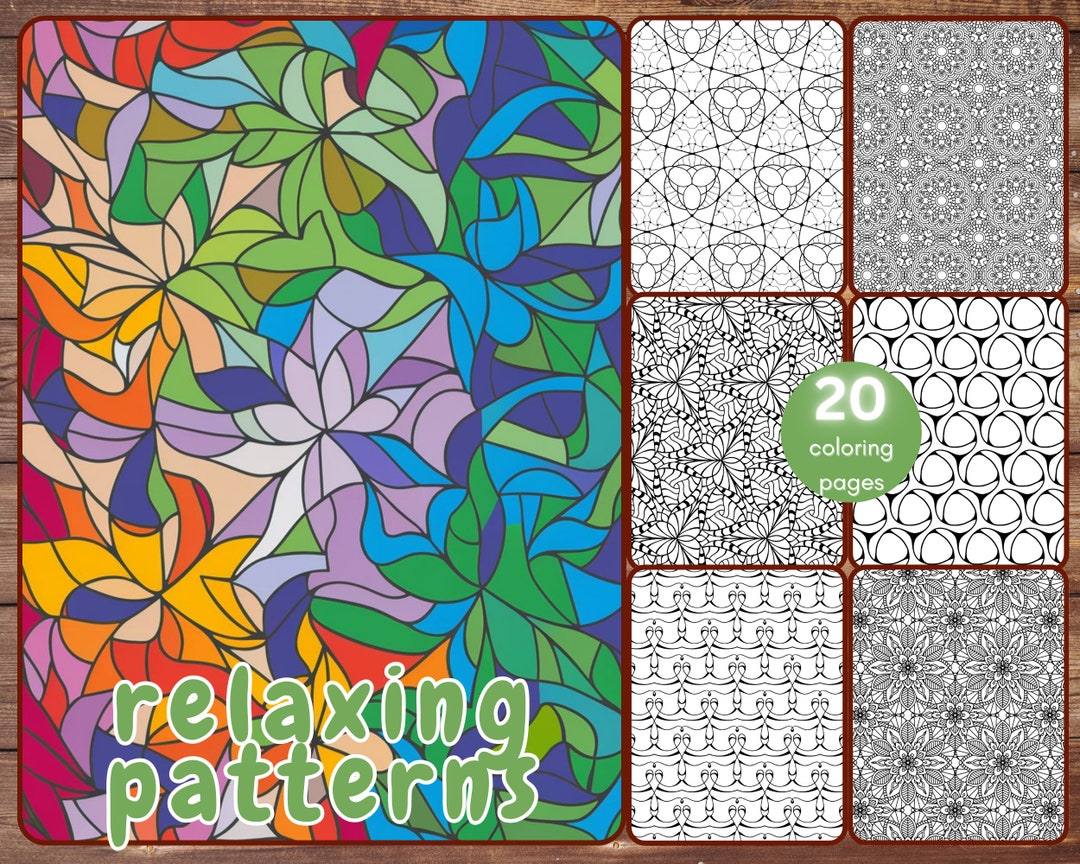 20 Relaxing Patterns Coloring Book, Geometric Patterns for Stress ...