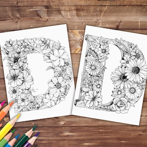 56 Alphabet Coloring Book, Grayscale Letters Coloring Pages for Adults ...