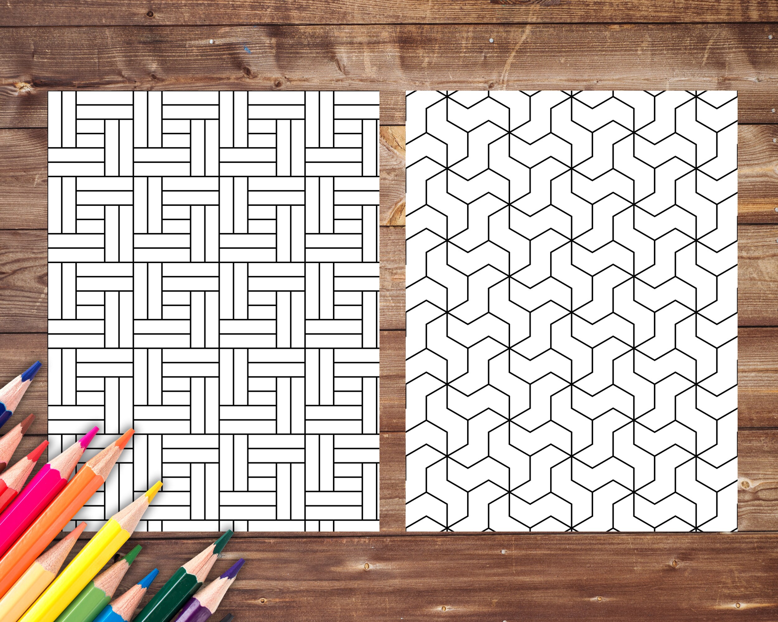 30 Geometric Patterns Coloring Book, Printable Abstract Patterns for ...