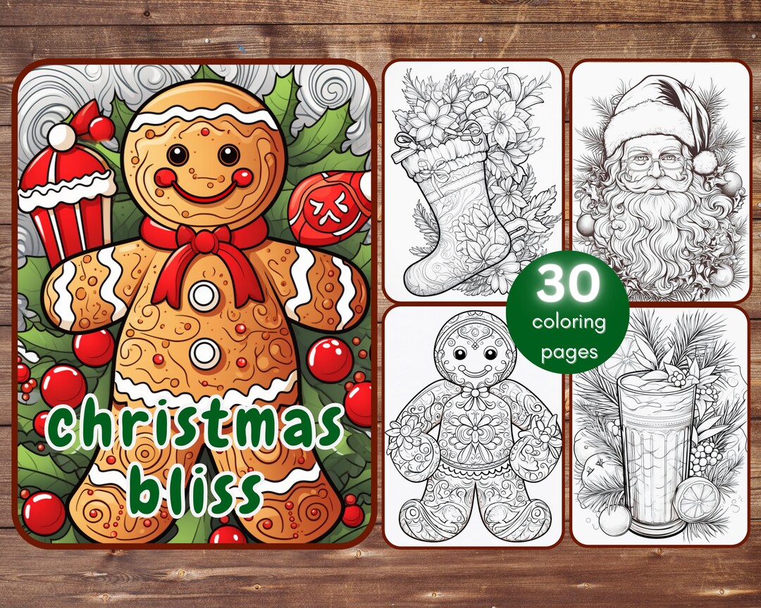30 Christmas Decor Coloring Book, Christmas Bliss for Adults and Kids ...