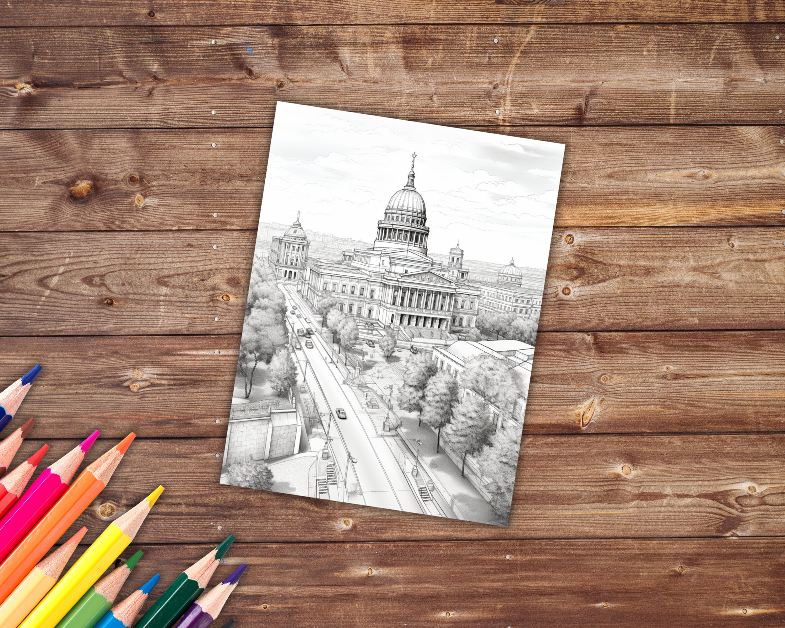 30 Prague Coloring Book, Grayscale Czechia Coloring Pages for Adults ...