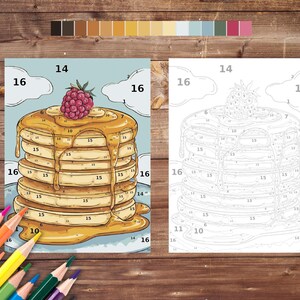 Pancake Stack Color by Number for Adults, Food Paint by Number ...
