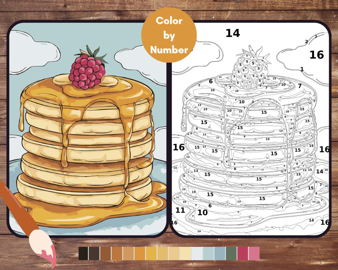 Pancake Stack Color by Number for Adults, Food Paint by Number ...