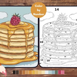 Pancake Stack Color by Number for Adults, Food Paint by Number ...