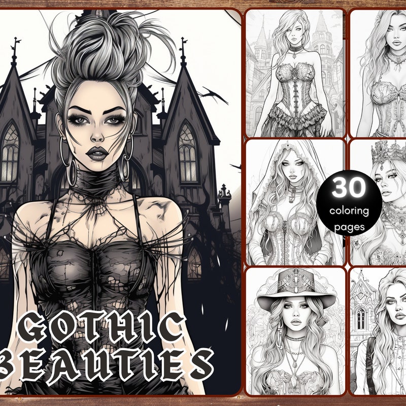Gothic Women Coloring - Etsy