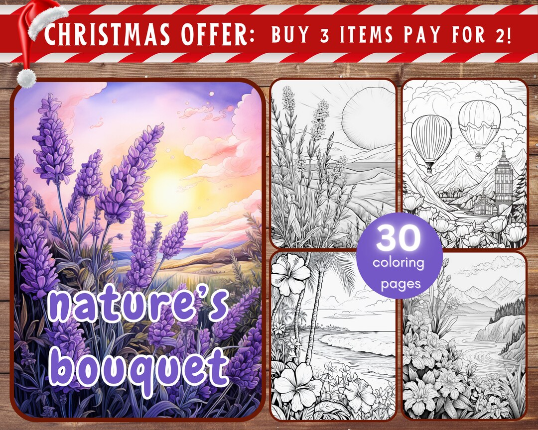 30 Flowers in Nature Coloring Book Nature's Bouquet - Etsy