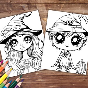 31 Cute Kawaii Halloween Coloring Book, Simple Cozy Halloween Coloring ...