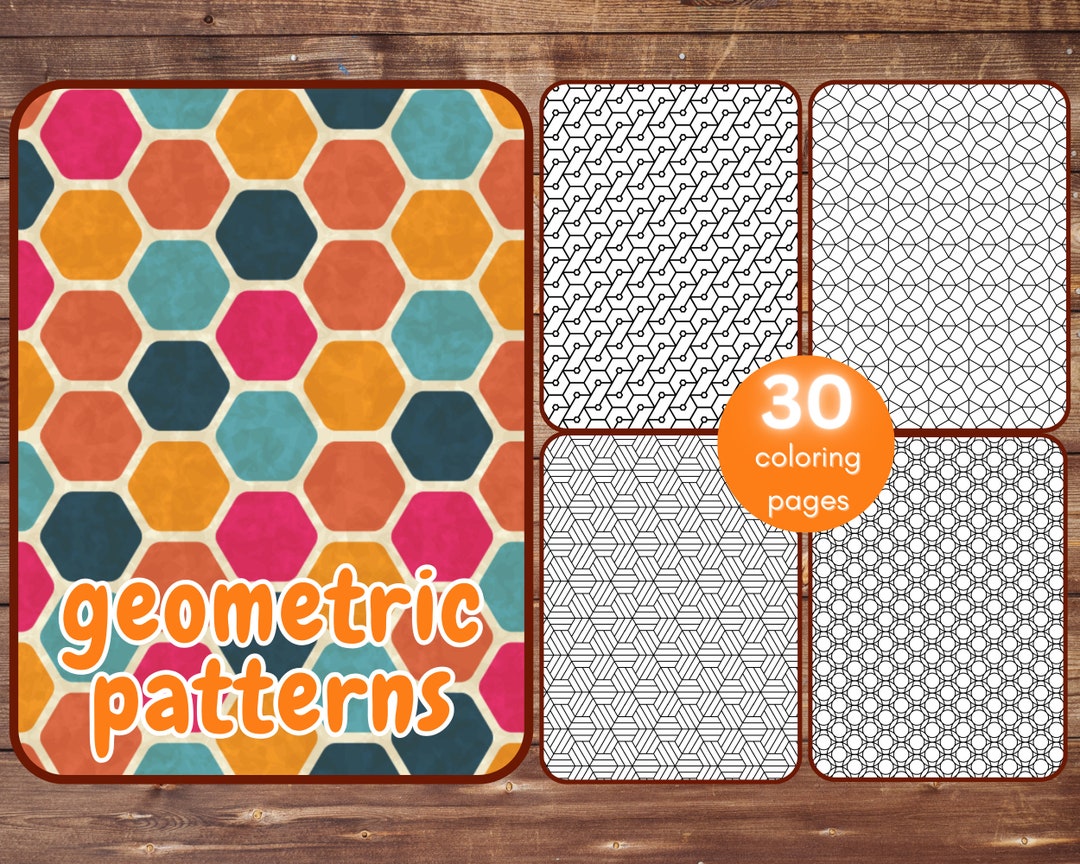 30 Geometric Patterns Coloring Book, Printable Abstract Patterns for ...