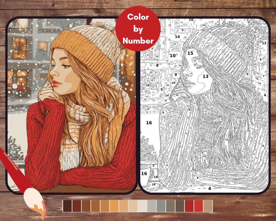 Girl Color by Number for Adults, Christmas Beauty Paint by Number ...