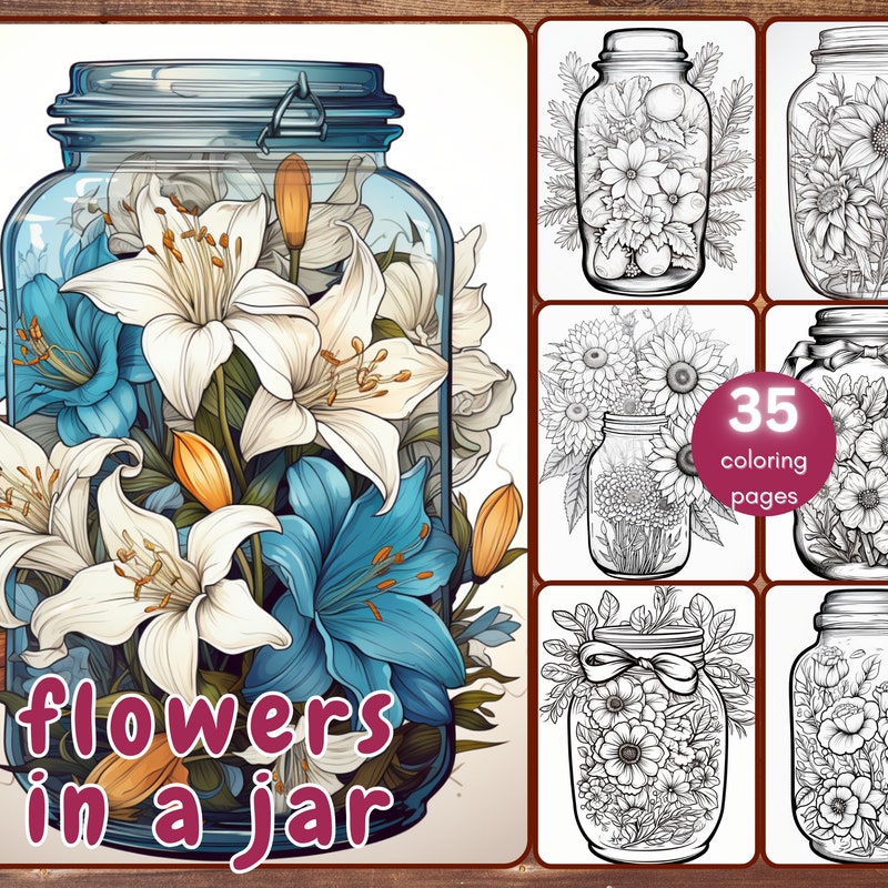 Flower Jar Coloring - Etsy