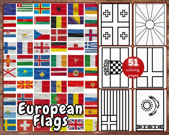 European Flags Printable For Kids Europe Flags Coloring Book: Europe