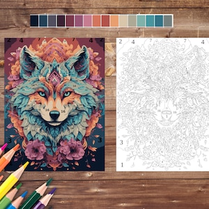 Color by Number for Adult, Fox Mandala Paint by Number, Printable ...
